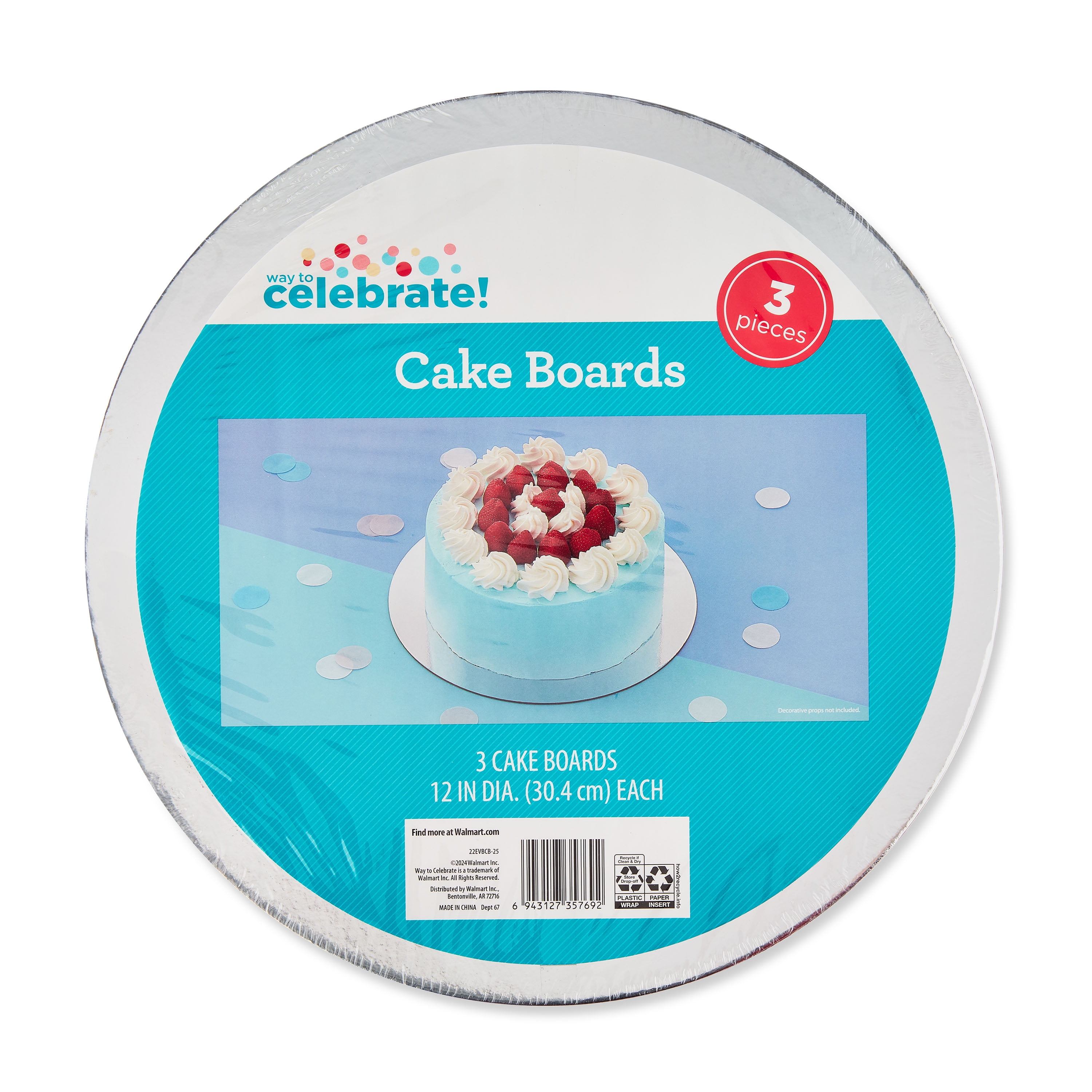 12" Silver Round Paper Cake Boards, 3 Count, by Way To Celebrate ...