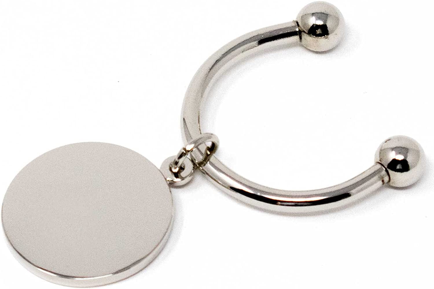 Silver Round Horseshoe Screwball Keychain with Single-Side Easy-Open ...