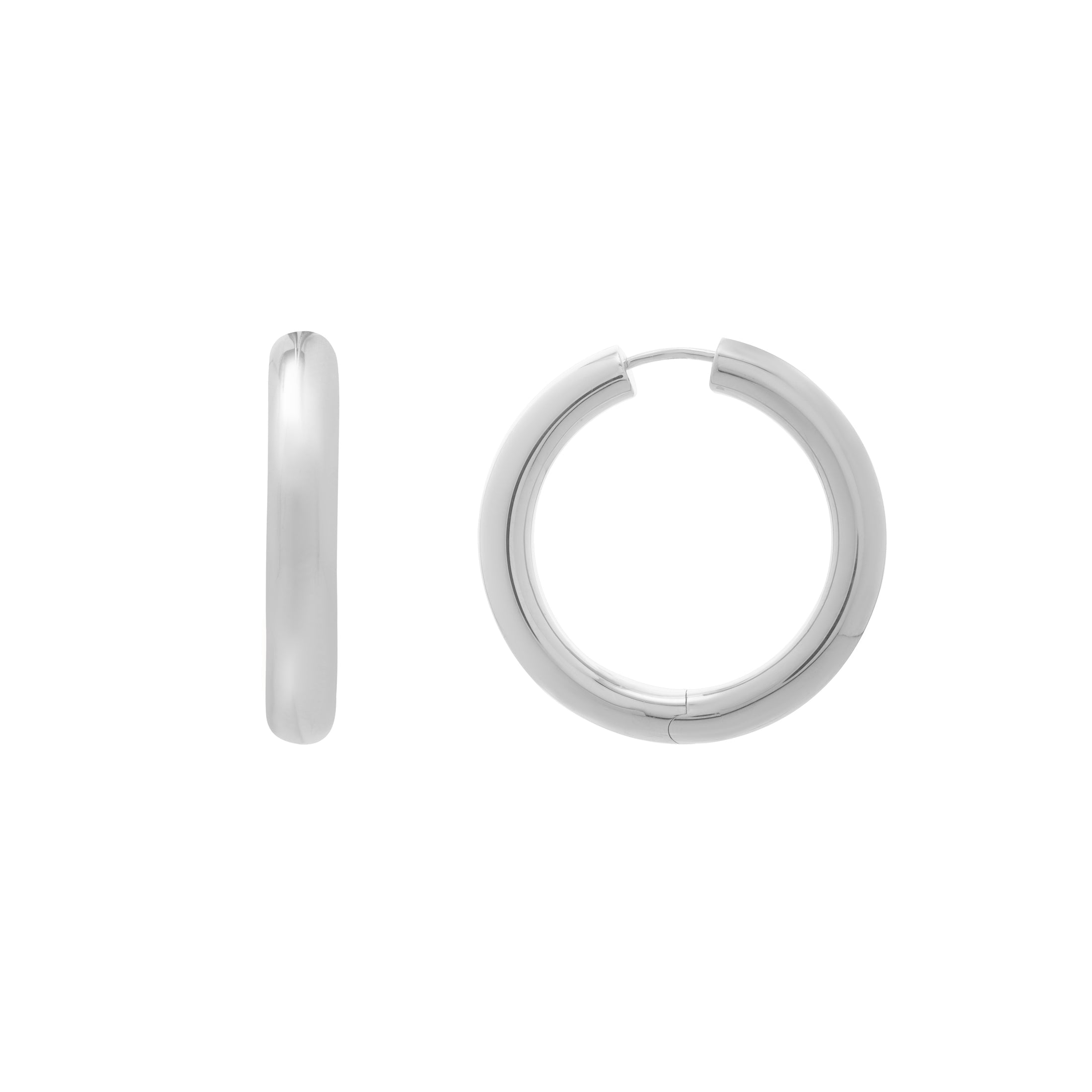 Silver Round Snap Clasp Hoops - Walmart.com