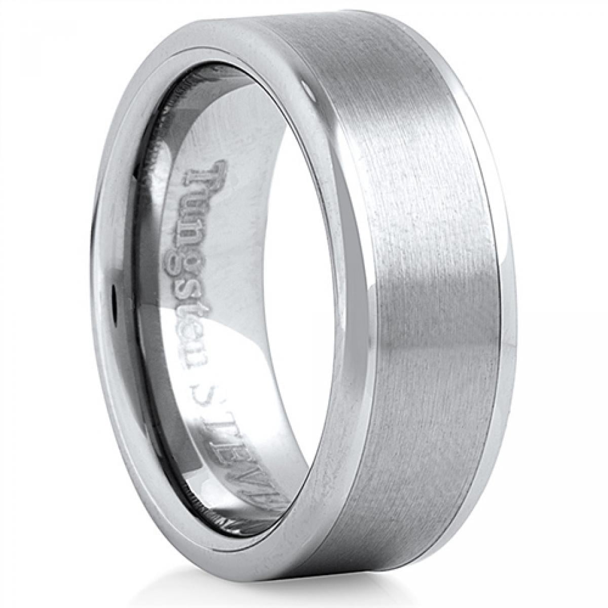 Silver Satin Finish Center With Polished Edges Ring - Walmart.com