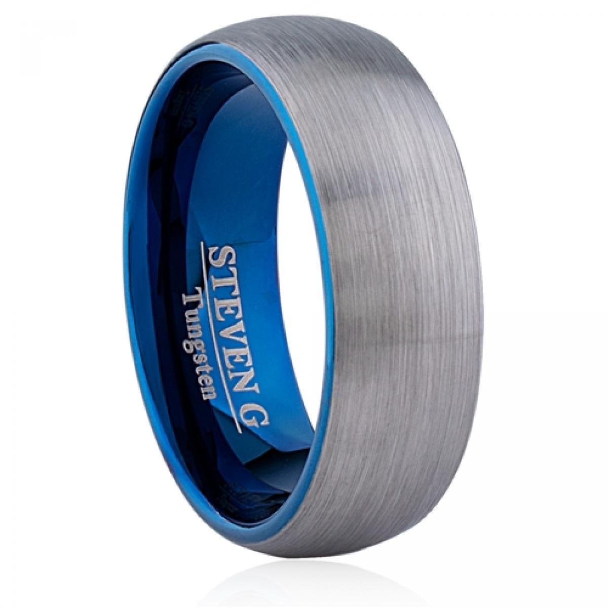 Silver Satin Finish With Blue Edge And Inside Ring - Walmart.com