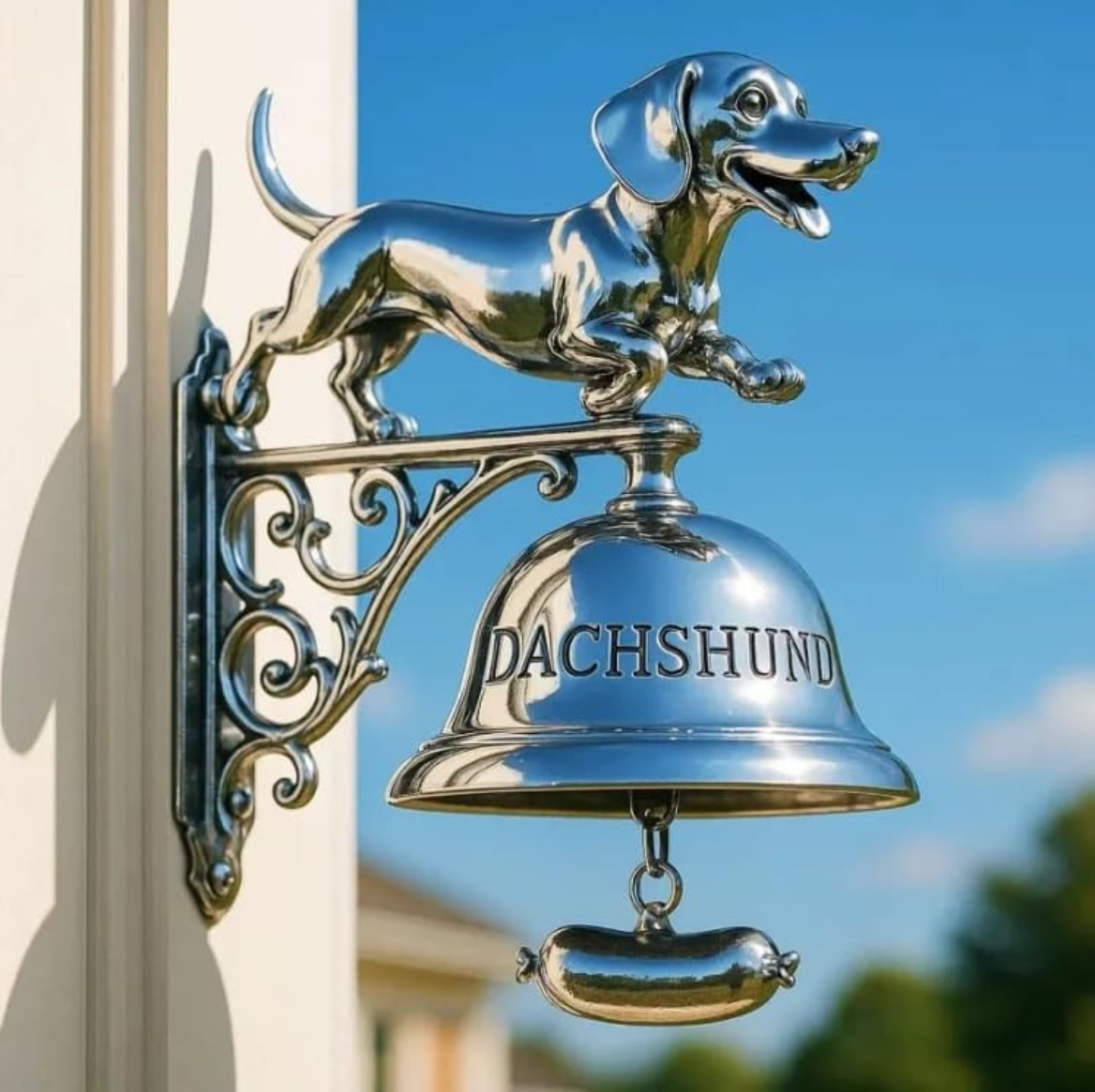 Silver Sausage Dog Welcome Doorbell，Vintage Resin Wall Mounted Entry ...