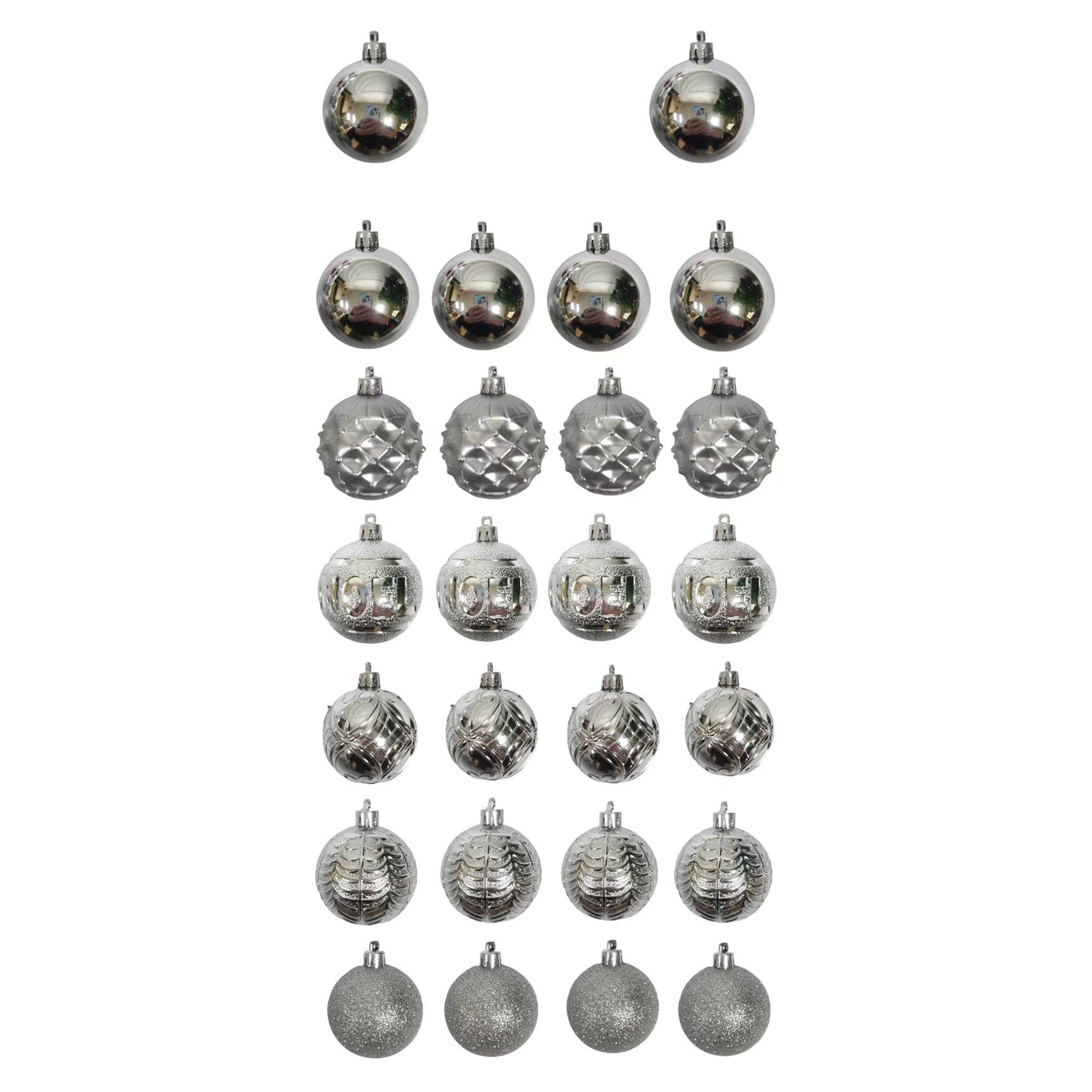 Silver Shatterproof Christmas Ornaments, 26 Count, by Holiday Time ...
