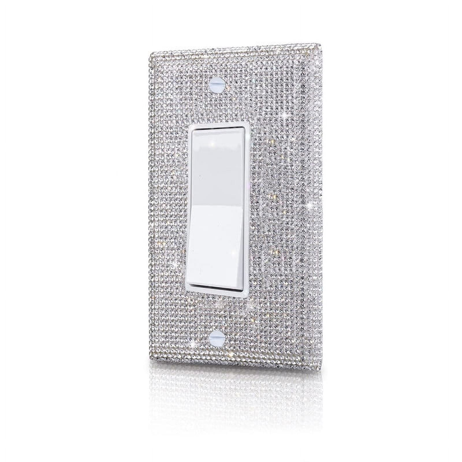 Arosefes Silver Rhinestones Wall Plate, Single Toggle Switch Cover ...