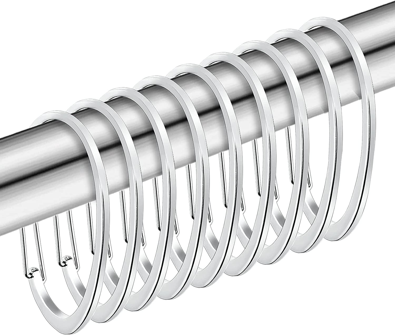 Silver Shower Curtain Rings, Rustproof Shower Curtain Hooks for ...