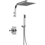 12″ Wall-Mounted Square Brushed Nickel Shower Set with Waterfall ...