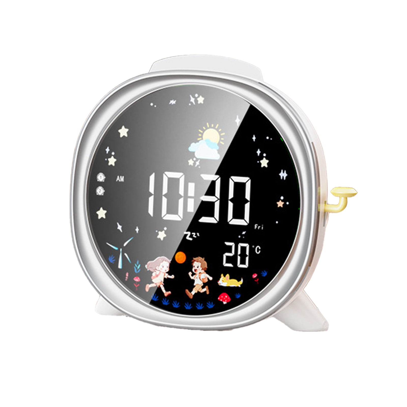 Silver Silver Modern Digital Alarm Clock With Lcd Temperature Display ...