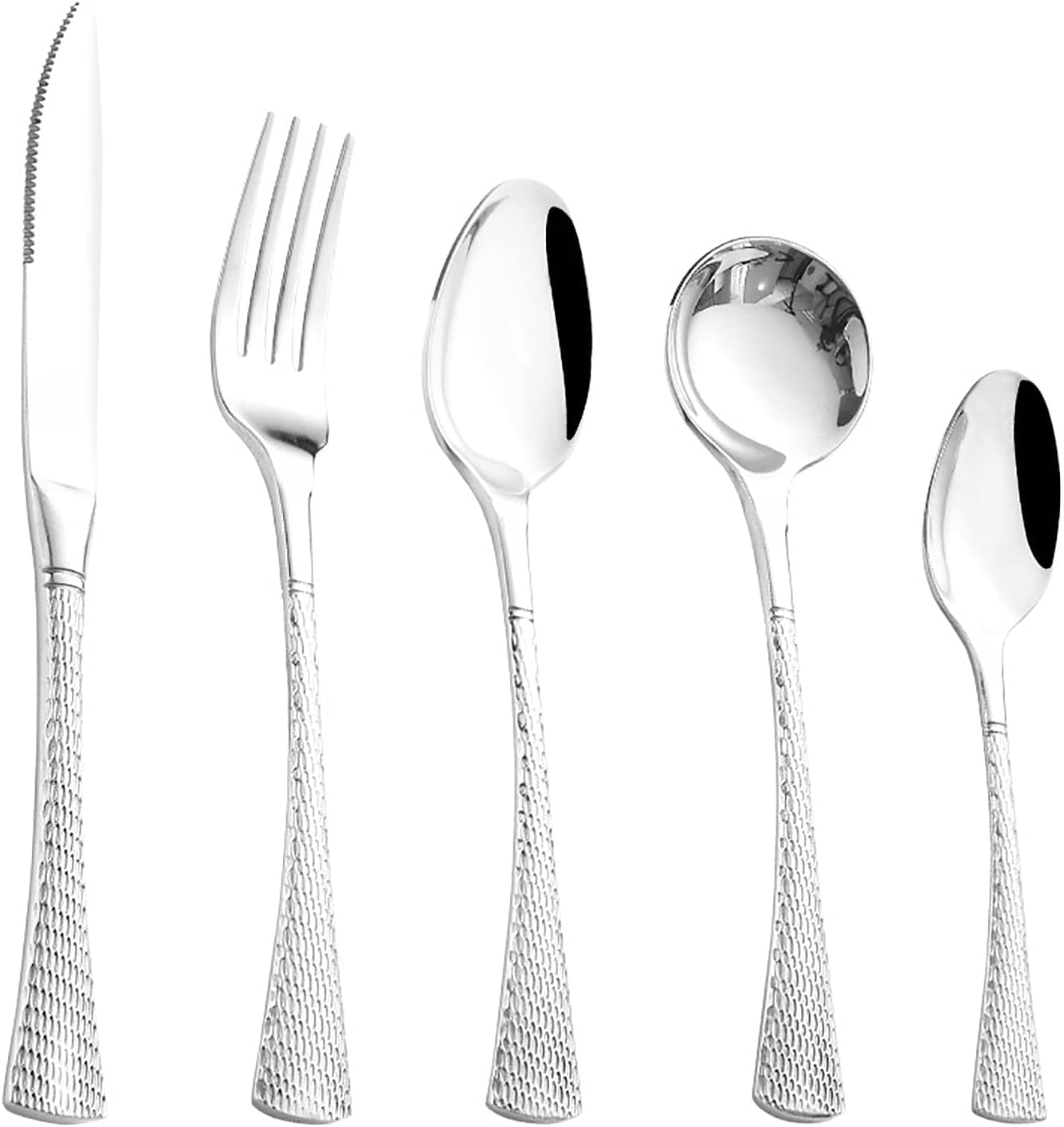 Silver Silverware Set Flatware Set Stainless Steel Cutlery Set 20 ...