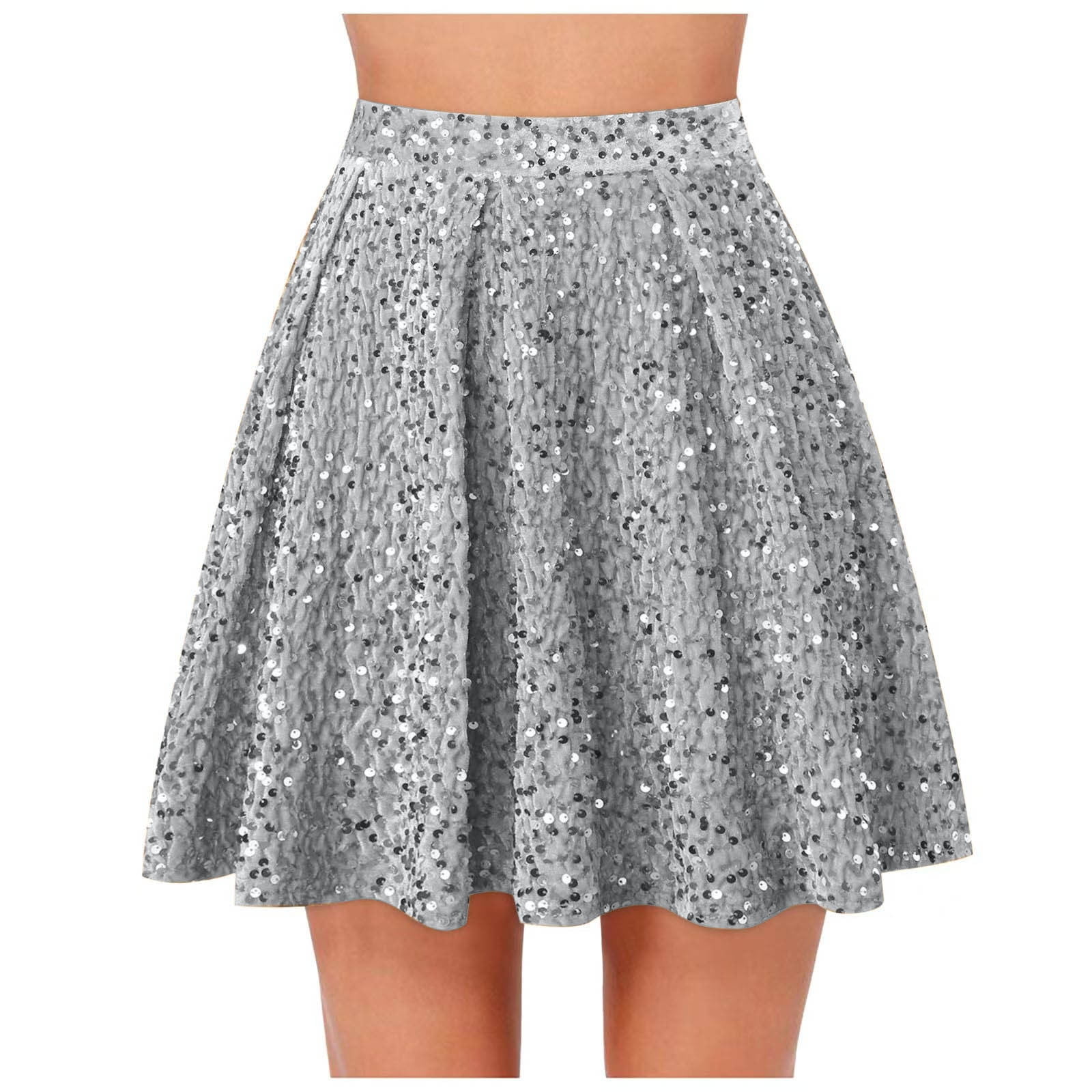 Silver Skort for Women Spandex Mini Little Loose Fit Sequin Bling ...