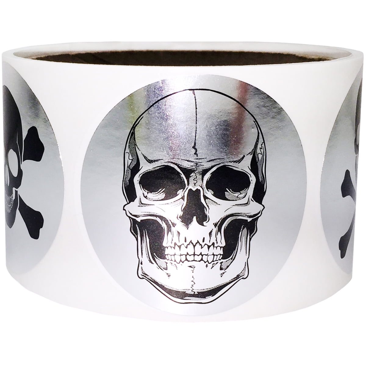 Silver Skull and Crossbones Stickers | 2" Inches Round - 100 Pack ...