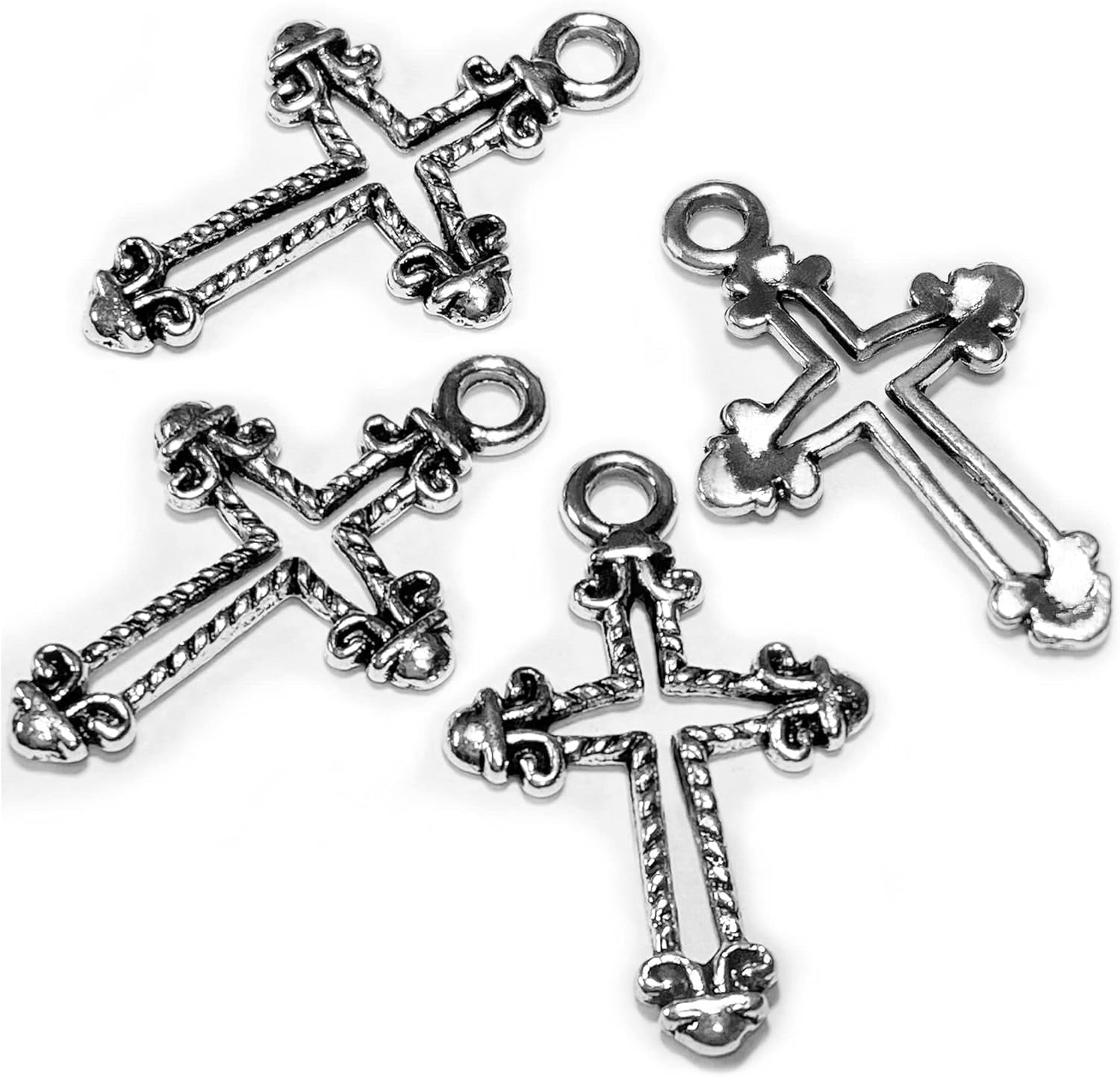 Silver Small Crosses 68-200pcs Mini Cross Charms Variety Cross Beads ...