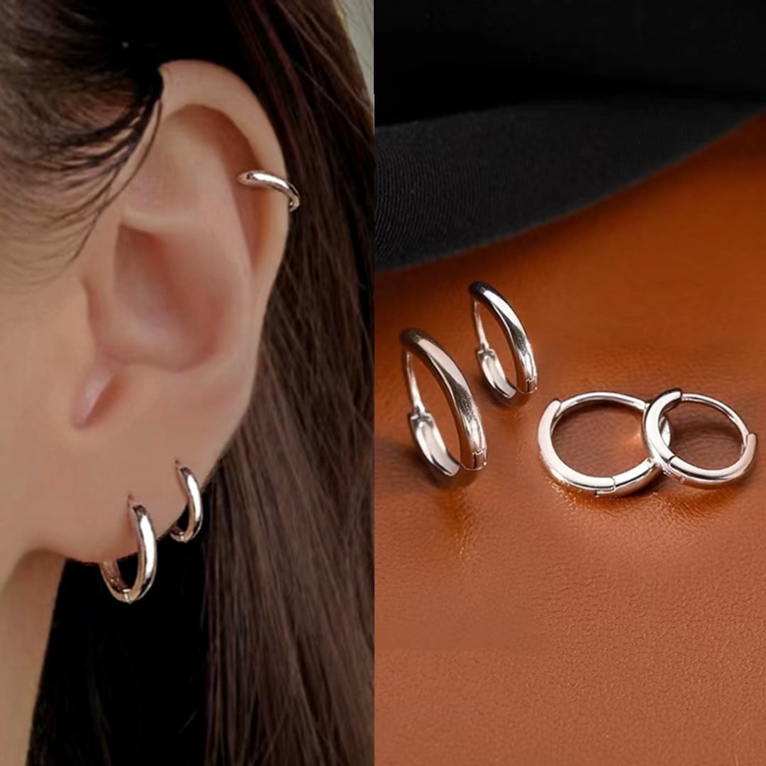 Silver Small Huggie Hoop Earrings, Women Hypoallergenic Hoop Earrings ...