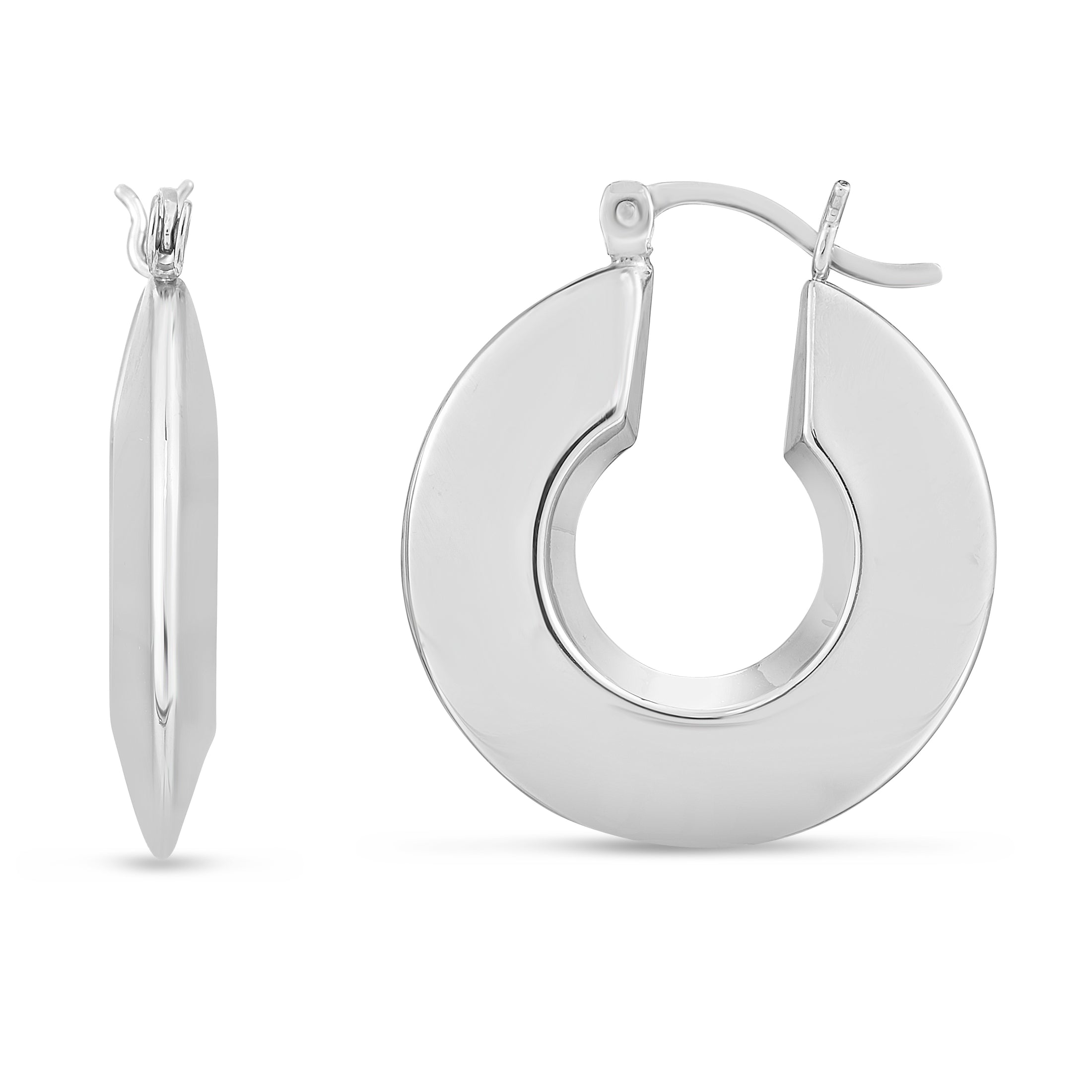 Silver Small Puffed Round Hoops - Walmart.com