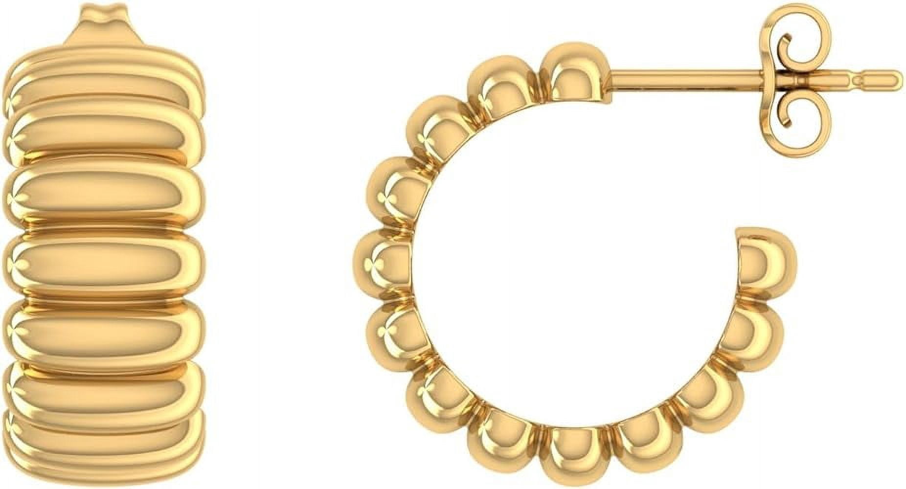 Silver Smile -18k Thick Gold plating Bubble Ridge Hoops over Sterling ...