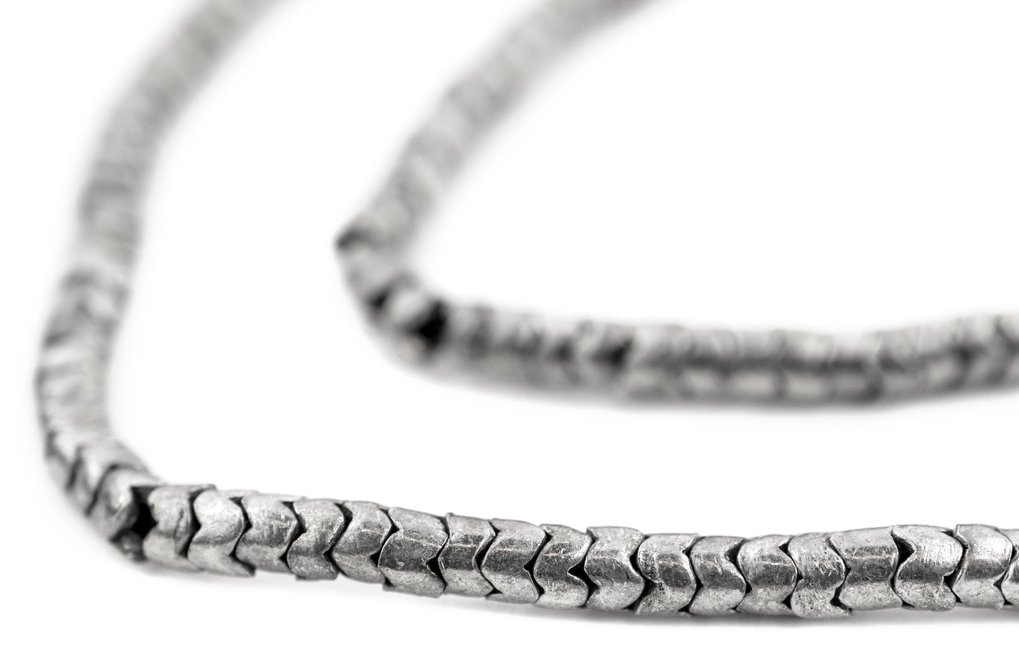 The Bead Chest Silver Snake Beads - Full Strand of Interlocking ...