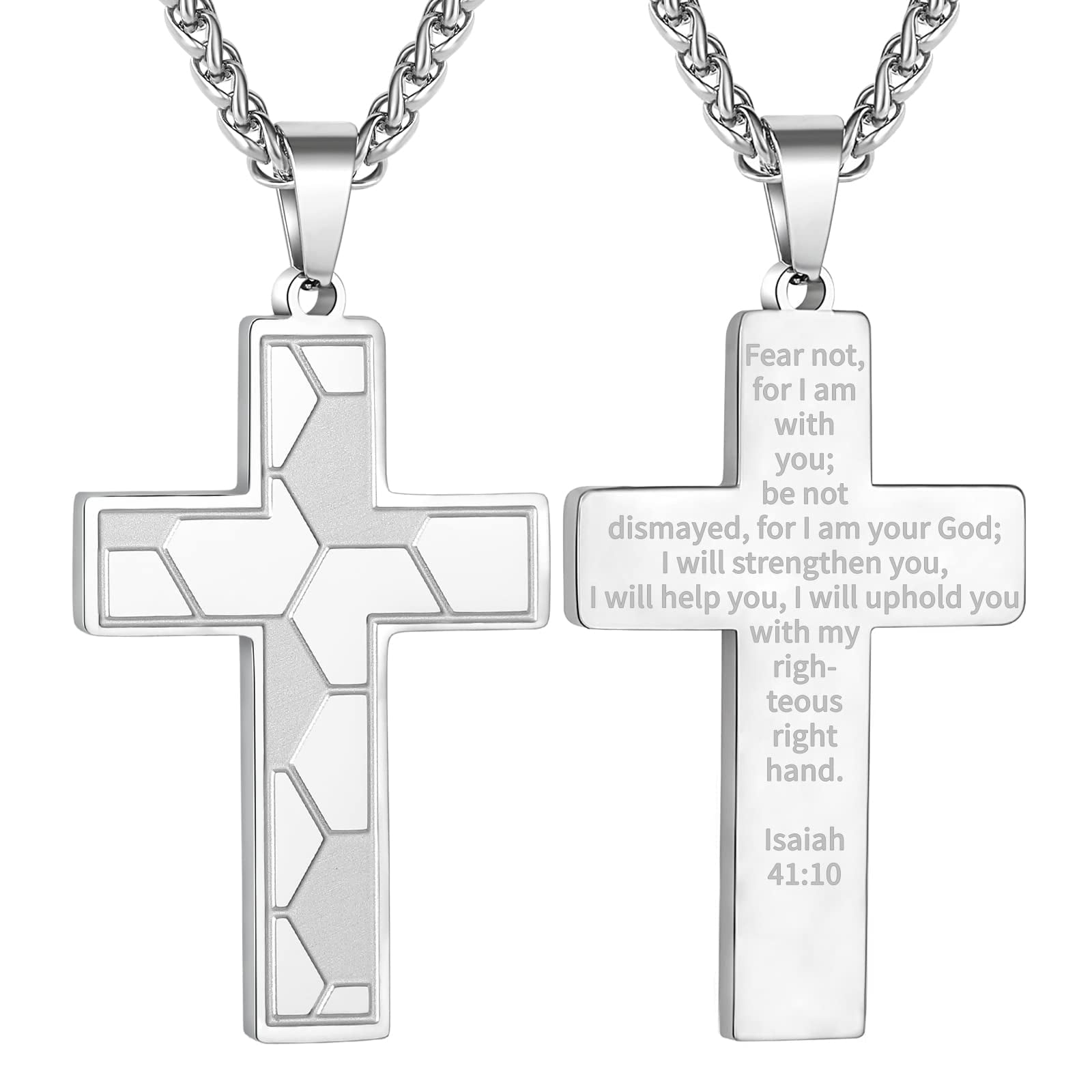 Silver Soccer Cross Necklace for Boys Men Stainless Steel Cross Pendant ...