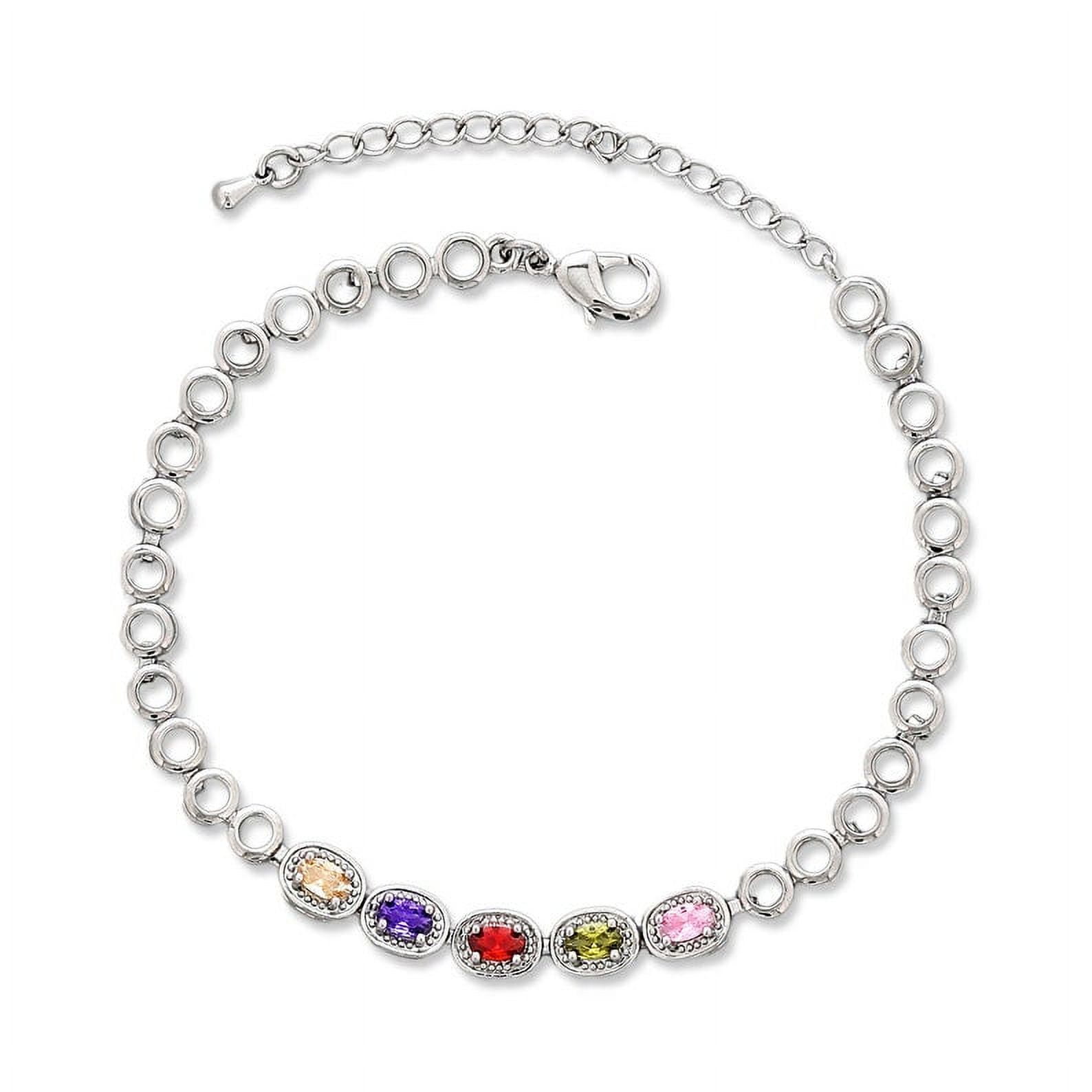Silver Sparkly CZ Stone Summer Anklets For Women, 6"+2" Inch Adjustable ...