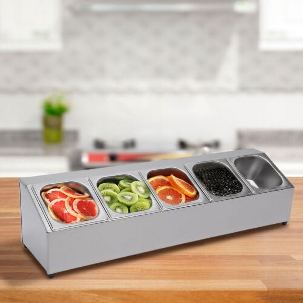 Silver Spice Rack Shelf Seasoning Organizer Inclined Holder One Row 5 ...