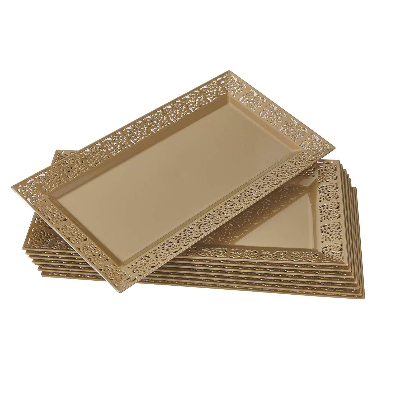DISPOSABLE LACE TRAYS | for Upscale Wedding and Dining | 6 pc | Gold ...