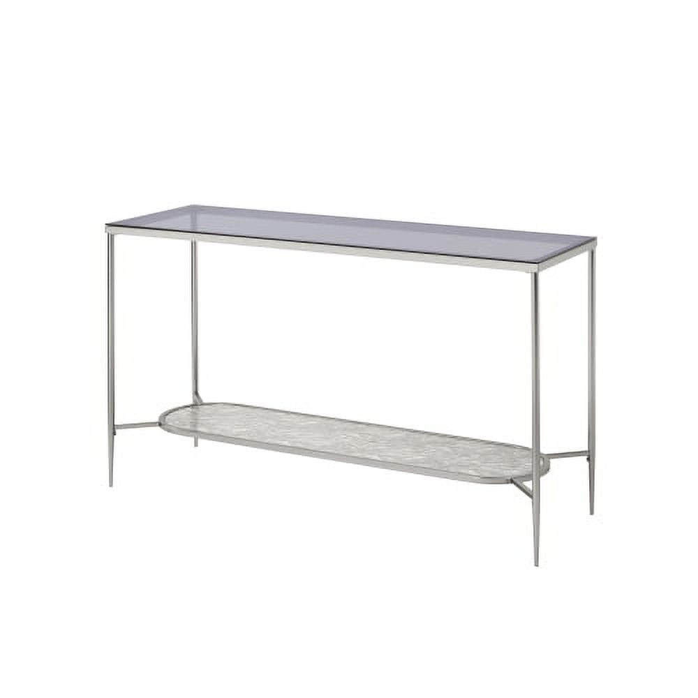 Silver Square Coffee Table, Glass Living Room Table with Metal Frame ...