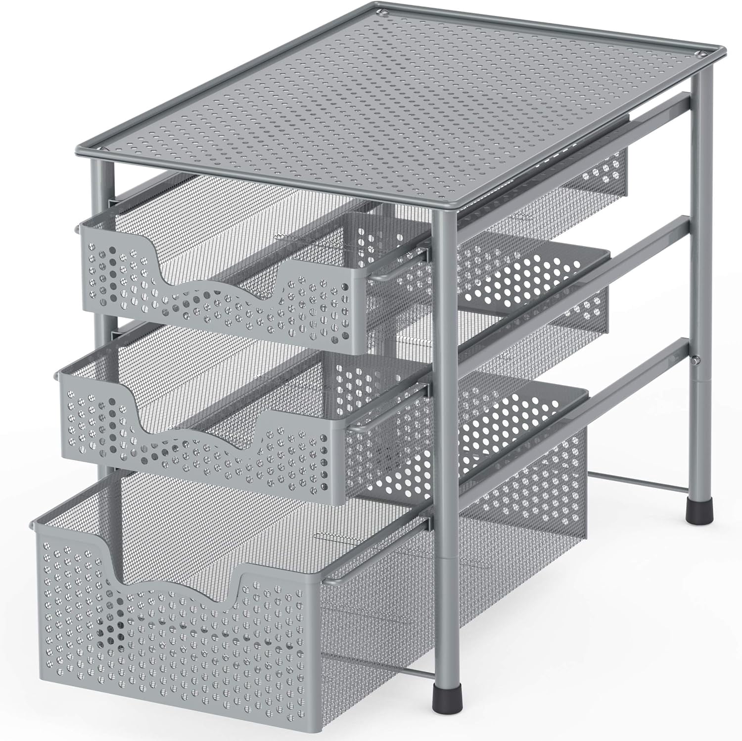 Silver Stackable 3 Tier Sliding Basket Organizer Drawer - Walmart.com