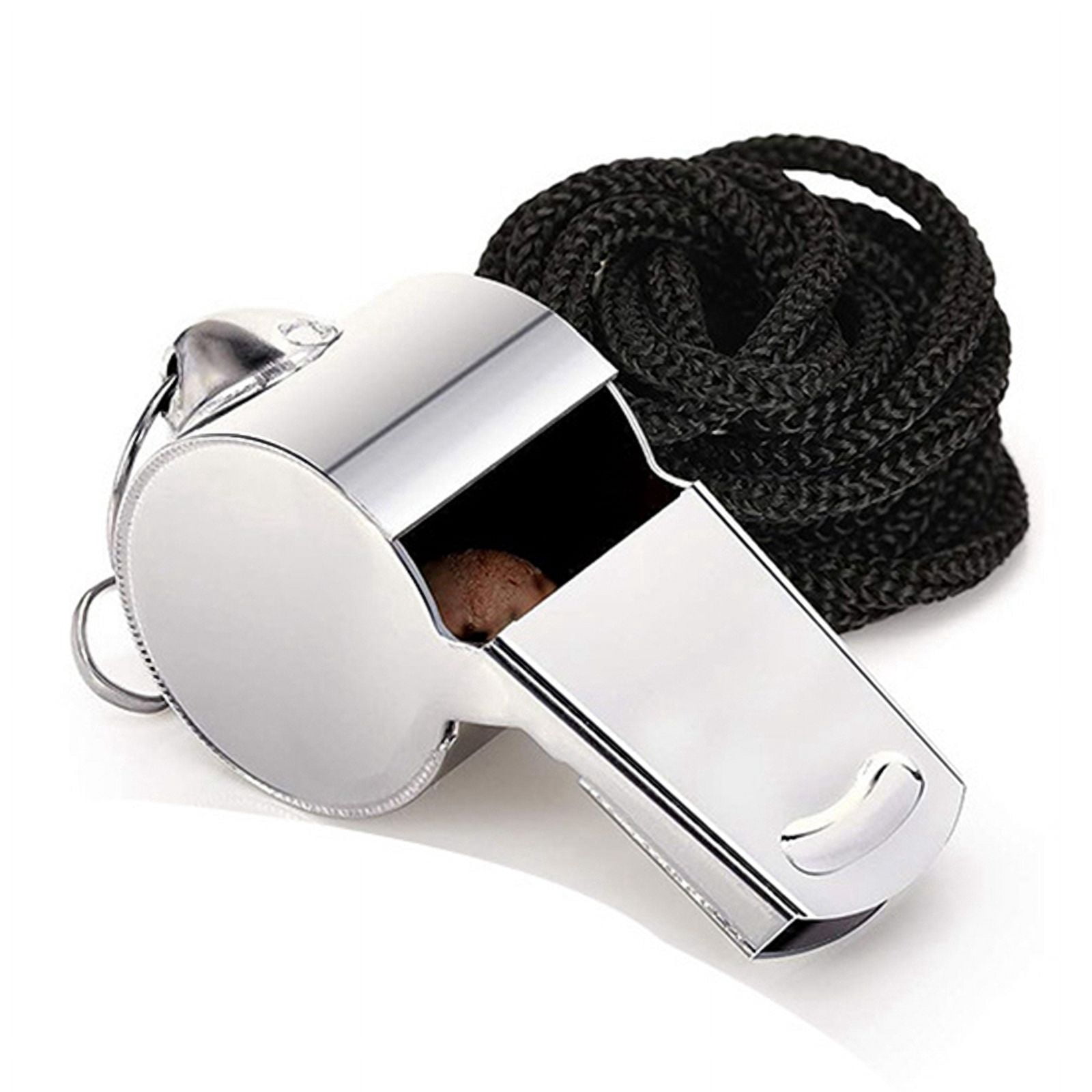 Silver Stainless Steel Extra Loud Sports Outdoor Whistle with Lanyard ...