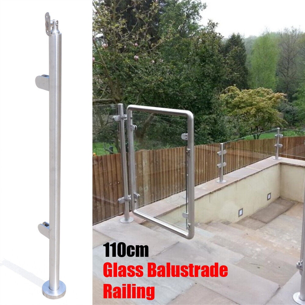 Silver Stainless Steel Glass Balustrade Platform Column Railing Post ...