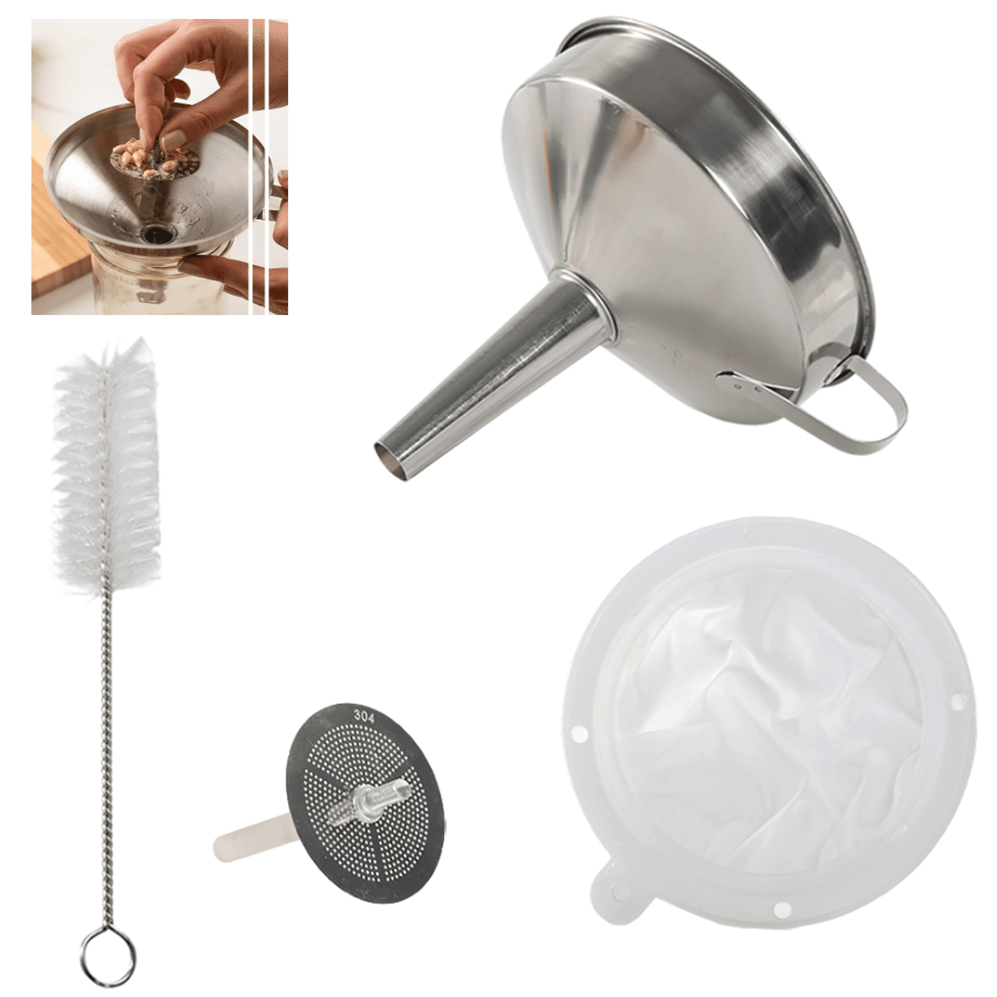 Silver Stainless Steel Kitchen Funnel for Filling Bottles, Food Grade ...