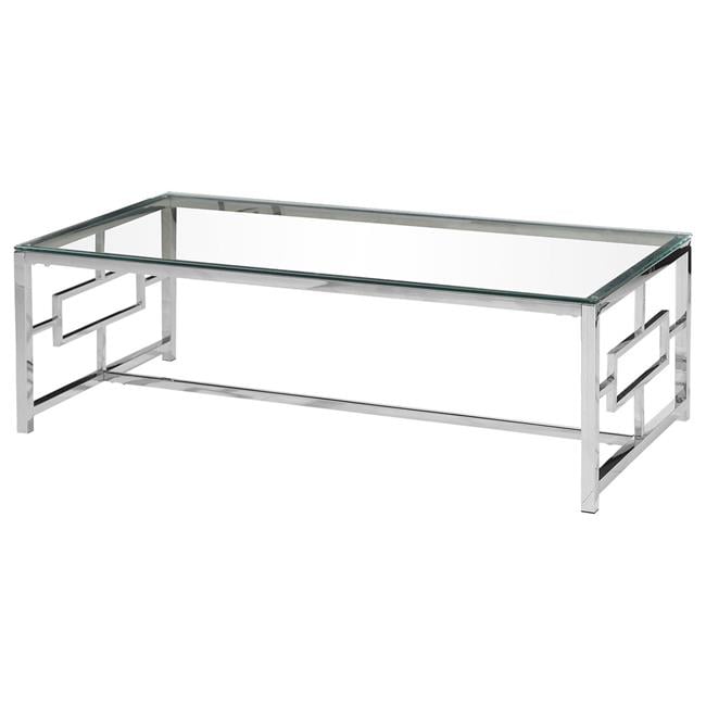 Silver Stainless Steel Living Room Glass Coffee Table - Walmart.com