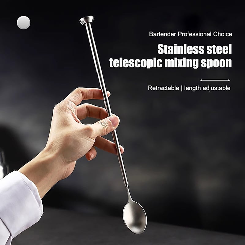Silver Stainless Steel Retractable Bar Spoon Bartender Cocktail Mixing ...
