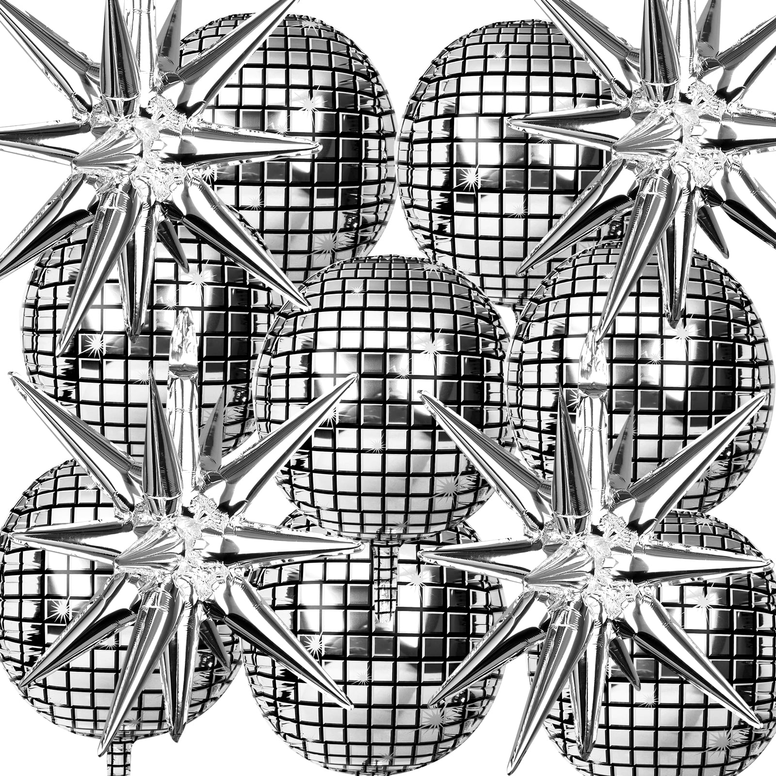 Silver Star Foil Balloons | Starburst Balloon Foil, Spike Balloons ...
