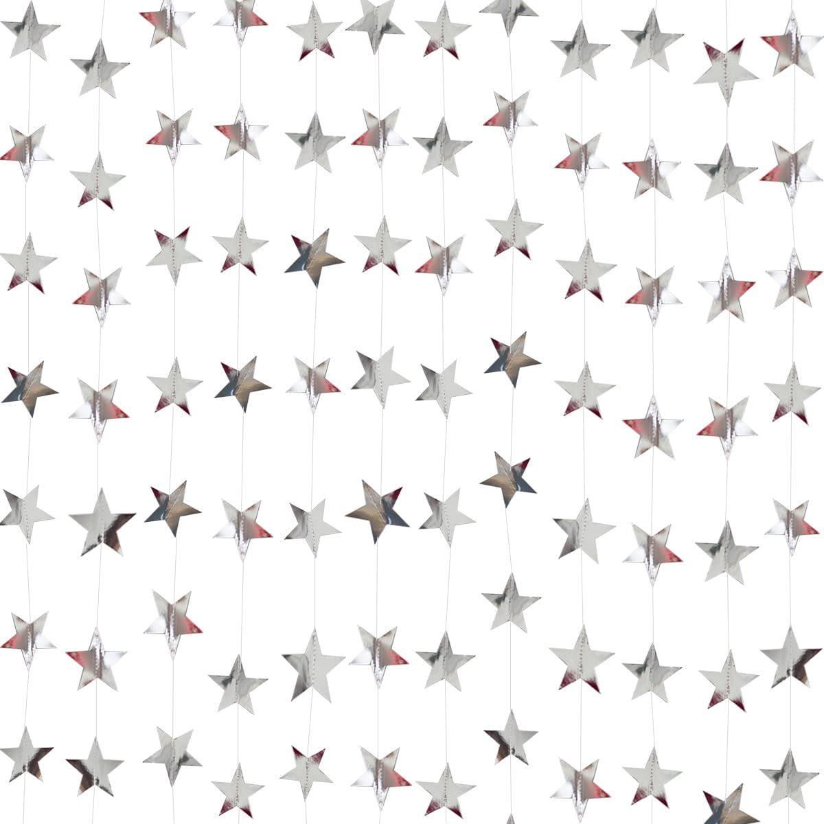 Silver Star GarlandTRDN Banner Decorations - 156 Feet Bright Silver ...