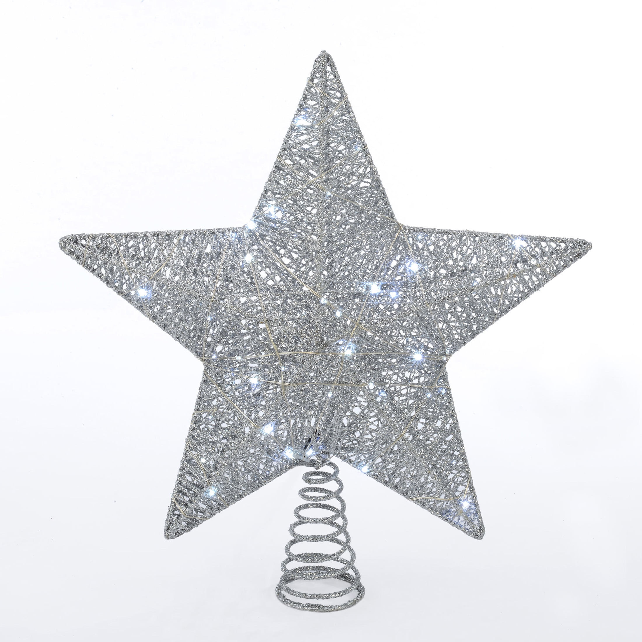 Silver Star LED Christmas Tree Topper, 15", 1 Count, by Holiday Time ...