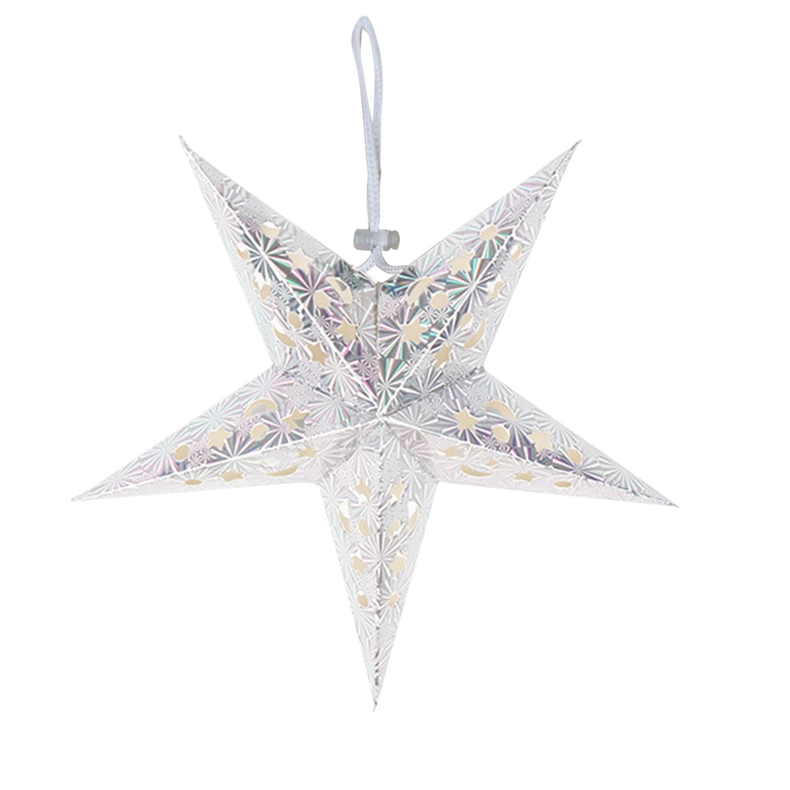 Silver Star Paper Lantern, 35.4Inch (90Cm) Hanging Star Decoration With ...