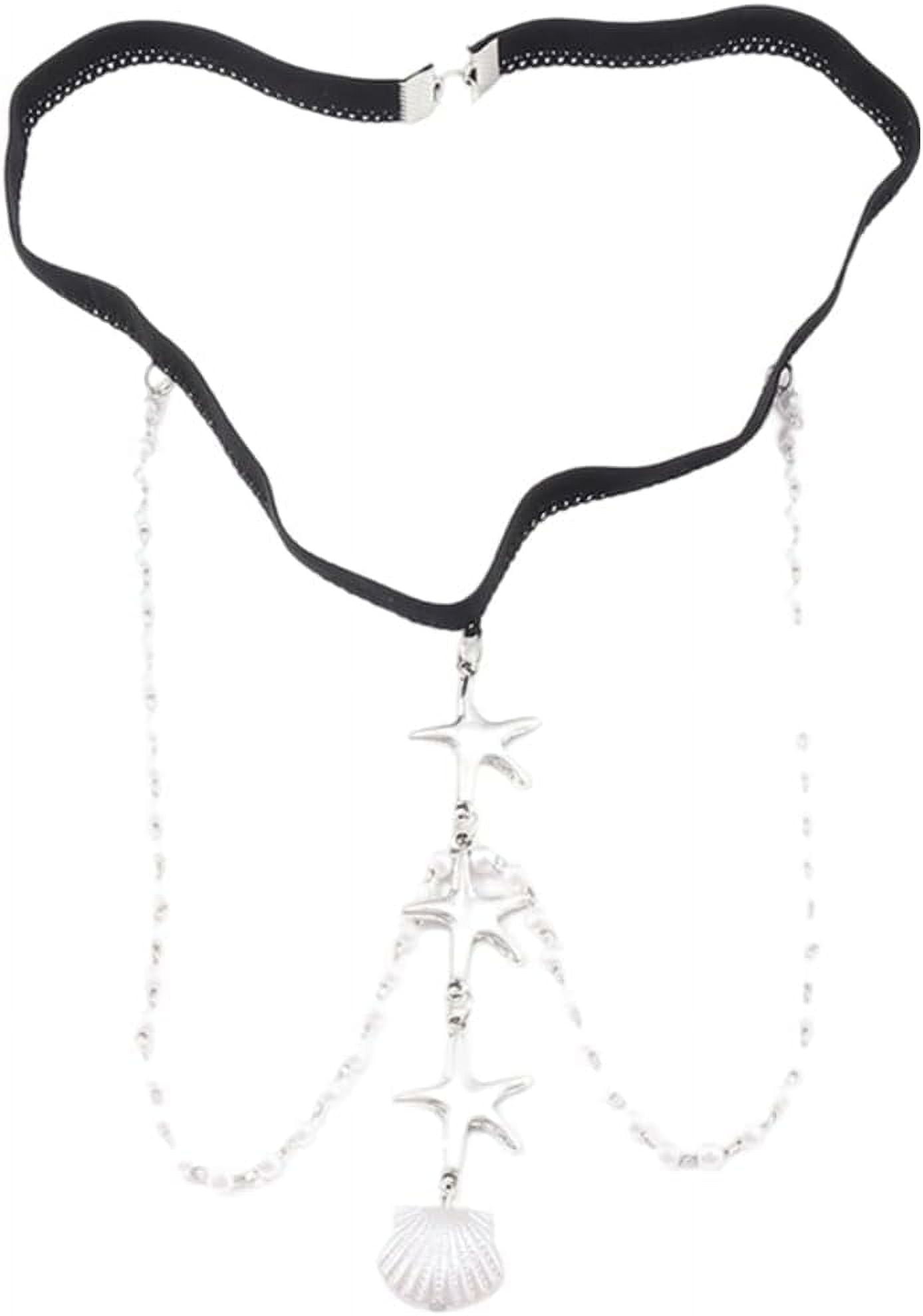 Silver Star Shell Thigh Chain Jewelry Summer Beach Pearl Bead Seashell ...