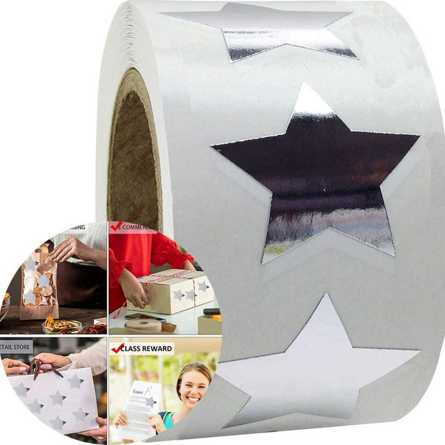 Silver Star Stickers Metallic Foil Star Labels 2inch Christmas Shiny ...