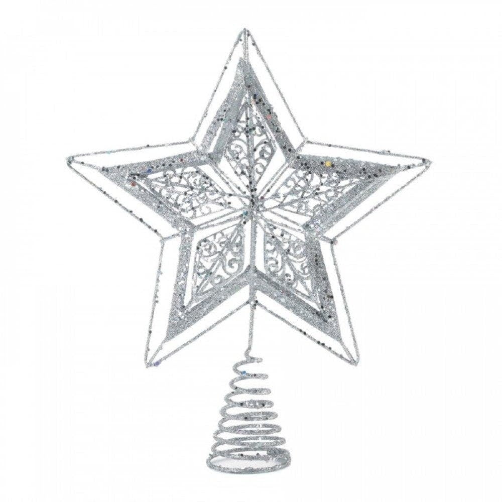 Metal Star Tree Topper - Sparkly Silver - Walmart.com
