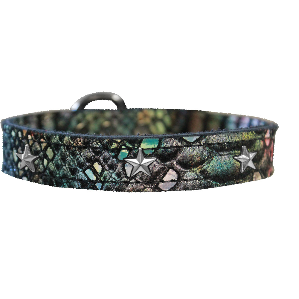 Silver Star Widget Dragon Skin Genuine Leather Dog Collar - Walmart.com