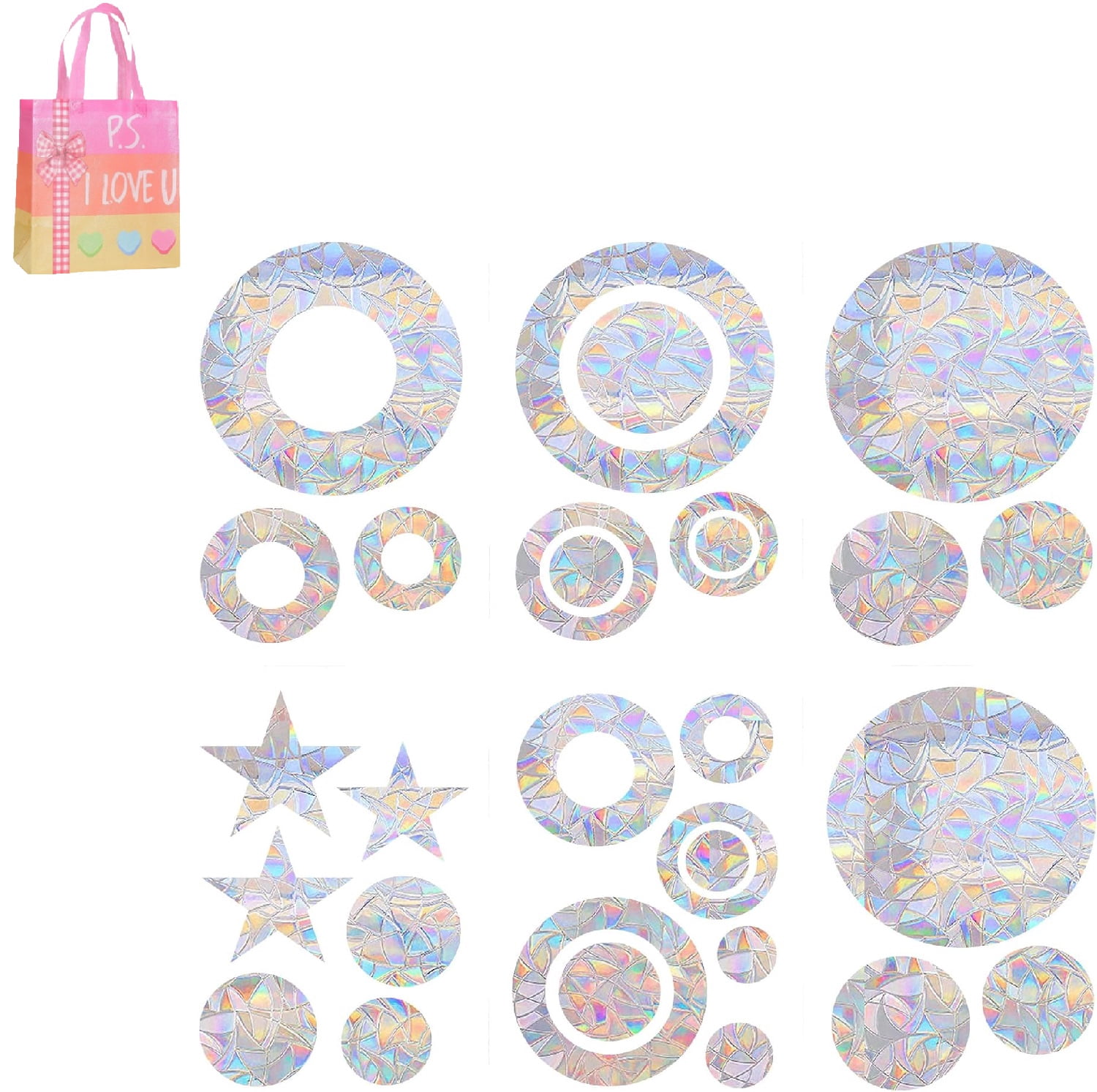 Silver Static Cling Window Clings - Reusable No Glue Rainbow Prism Sun ...