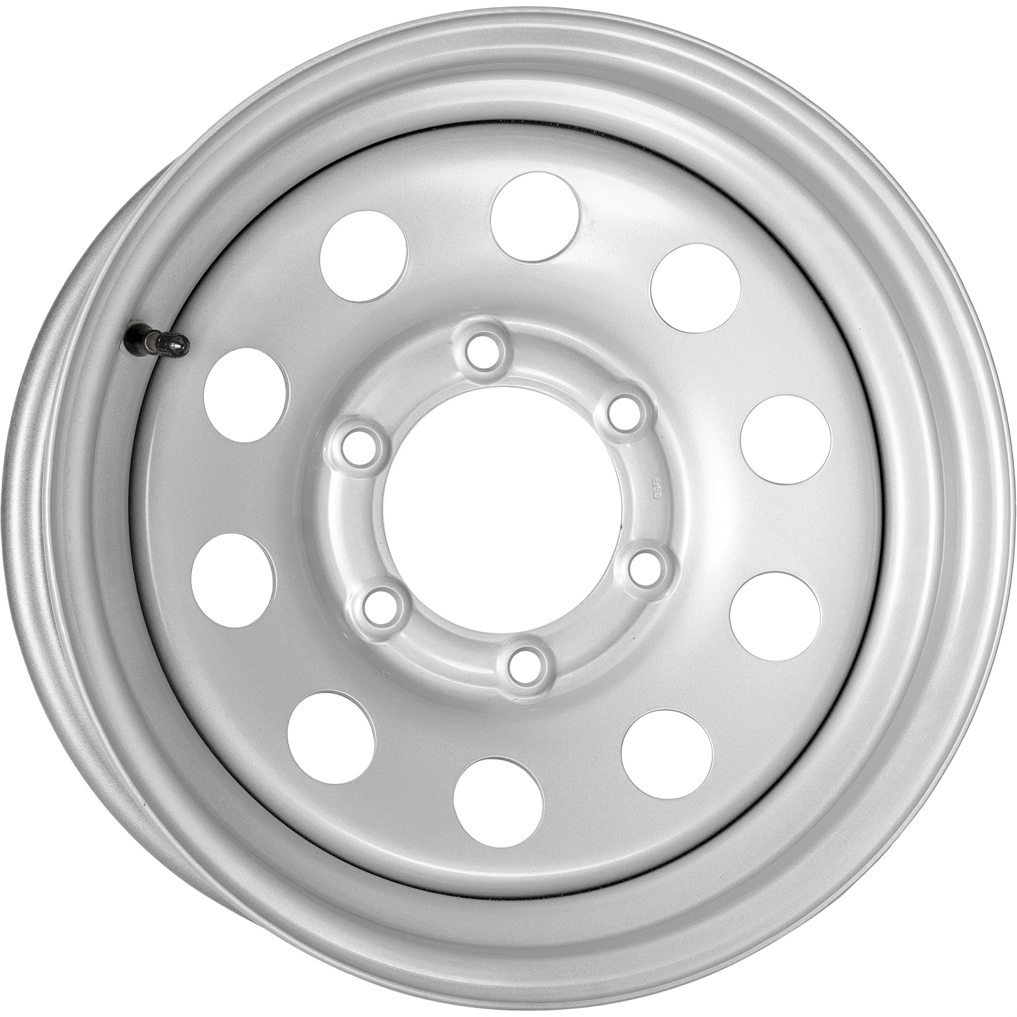 Silver Steel Trailer Wheel with Valve Stem - 15"x6" 6 on 5.5 4.25" CB ...