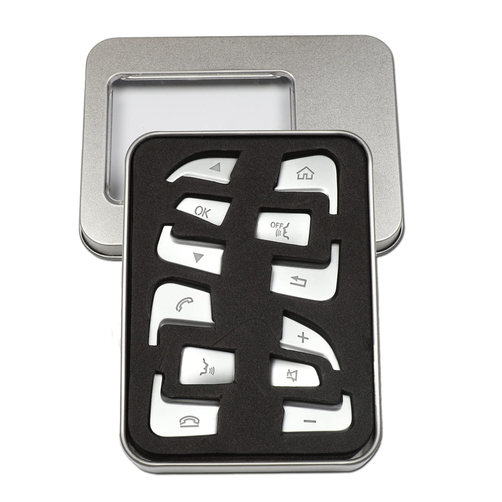 Silver Steering Wheel Button Cover Car Interior Decoration Trim ...