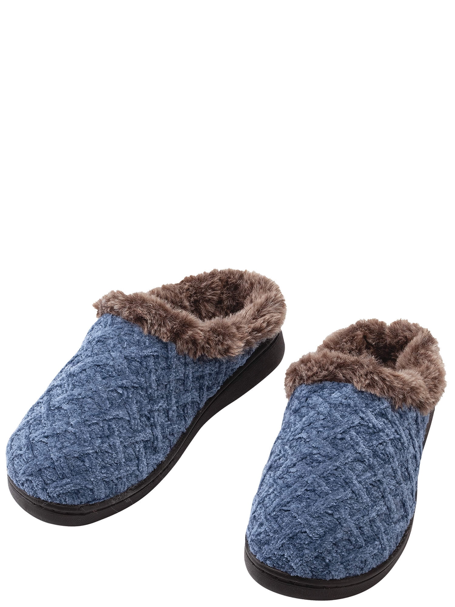 Silver Steps Clog Slippers with Faux Fur Lining, Polyester - Blue ...