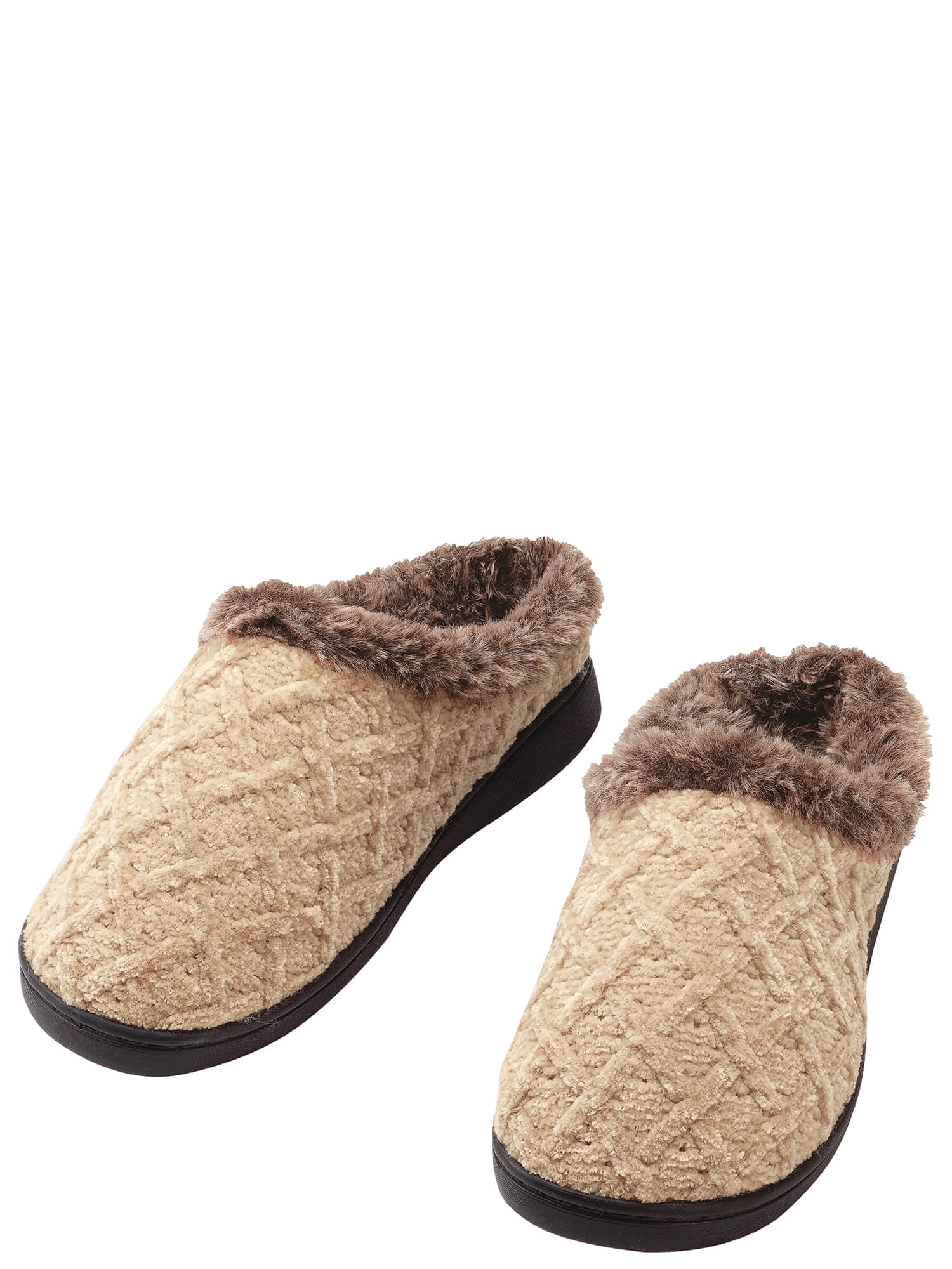 Silver Steps Clog Slippers with Faux Fur Lining, Polyester - Natural ...