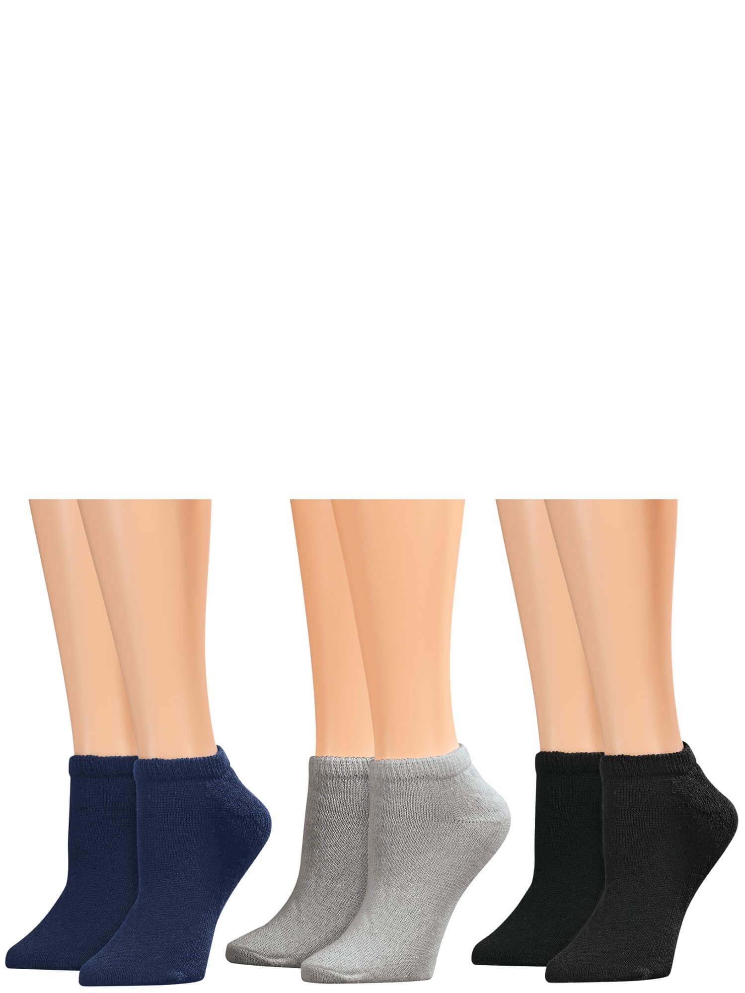 Silver StepsTM Low Cut Diabetic Socks, 3 Pair, Black/Grey/Navy, XL ...