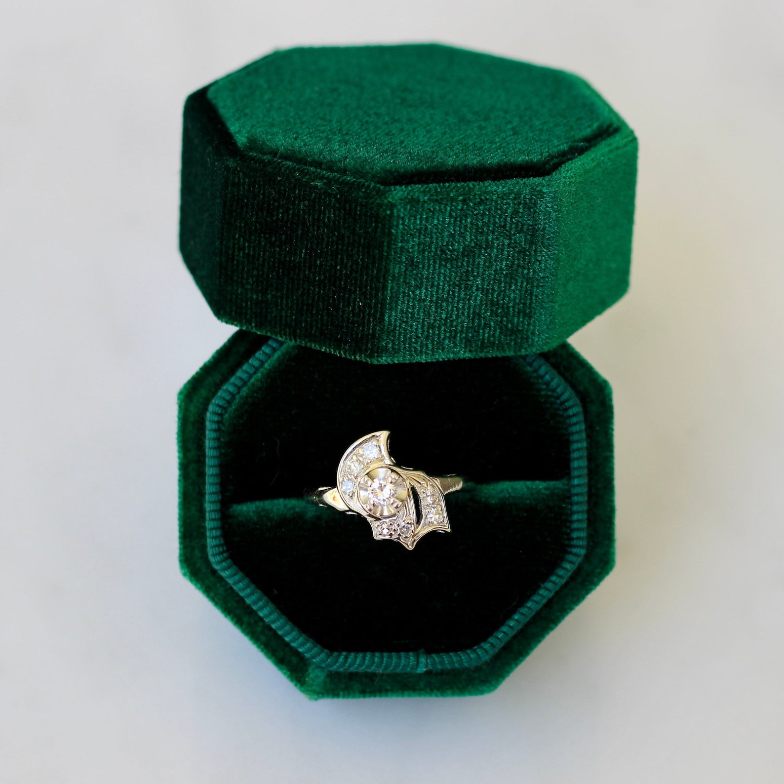 Silver & Stone Jewels Crescent Moon & Star Ring Inspired CZ Engagement ...