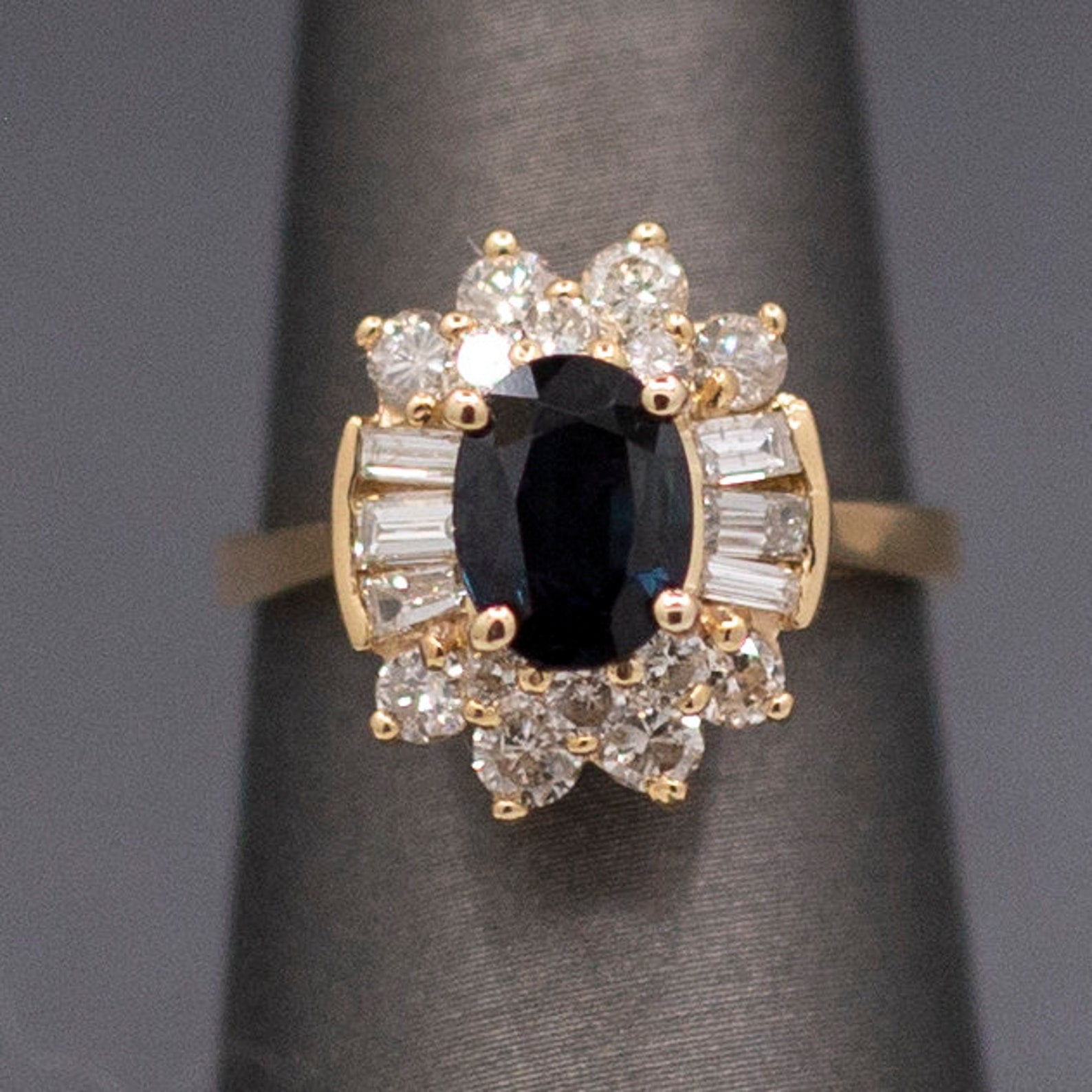 Silver & Stone Jewels Oval Cut Blue Cubic Zirconia 14K Yellow Gold ...