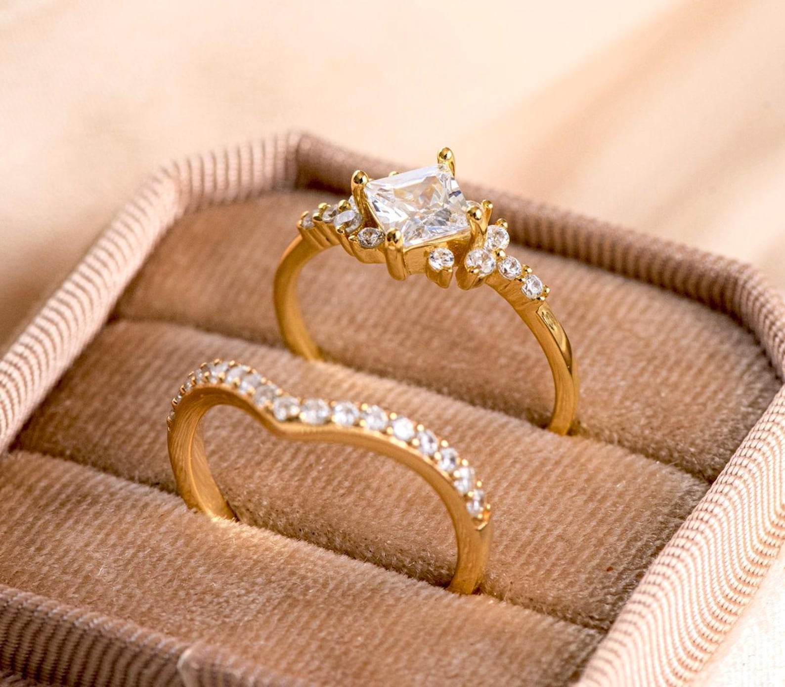 Silver & Stone Jewels Princess Cut CZ 14K Yellow Gold Finish Proposal ...