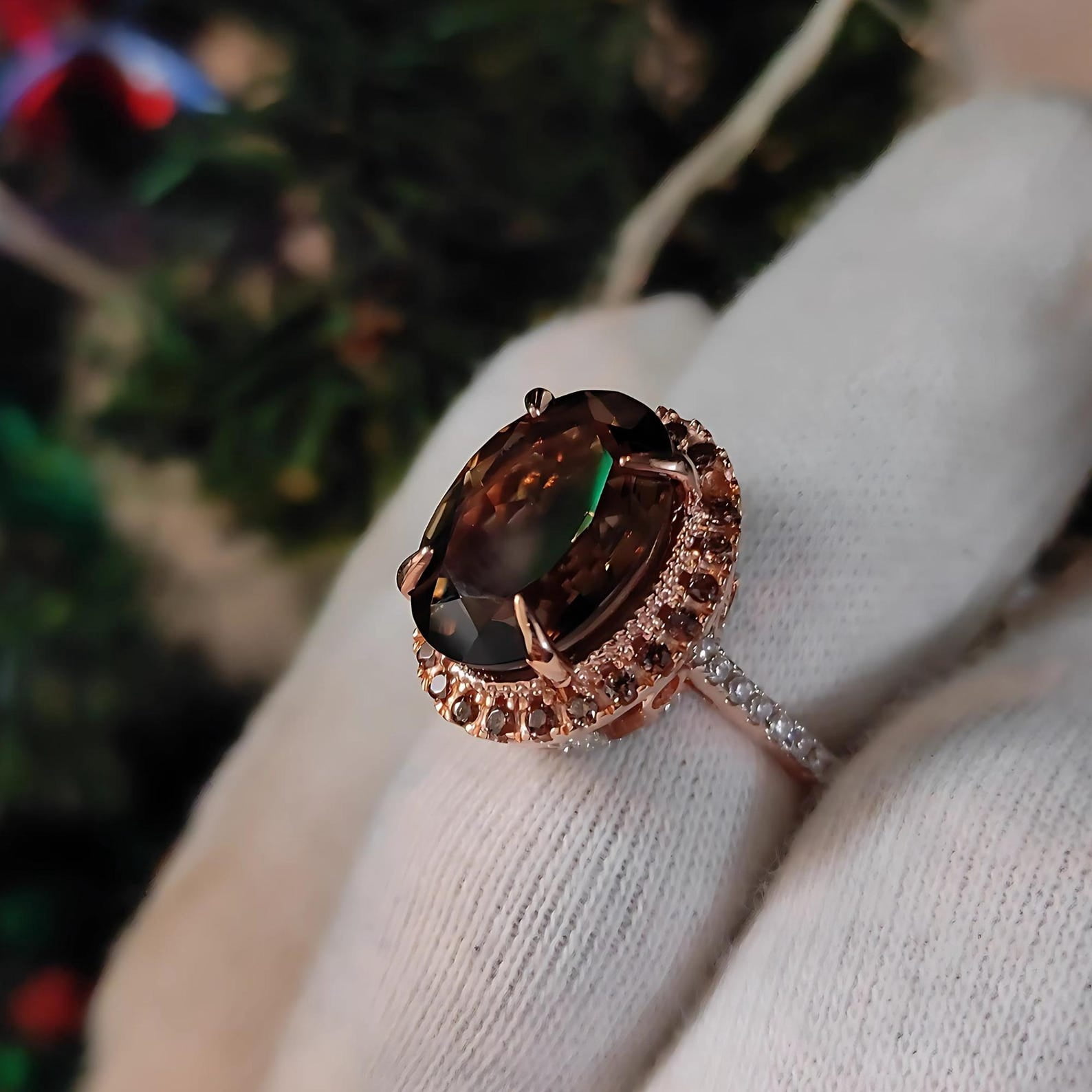 Silver & Stone Jewels Vintage Oval Cut Brown CZ Earthy Engagement Ring ...