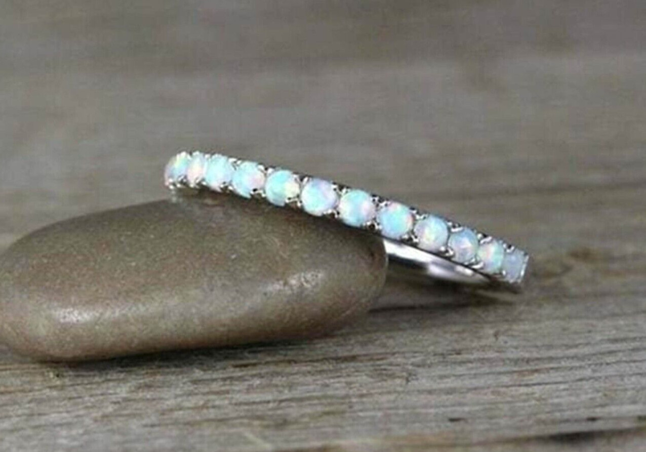 Silver & Stone Jewels White CZ Ring Sterling Silver Half Eternity ...