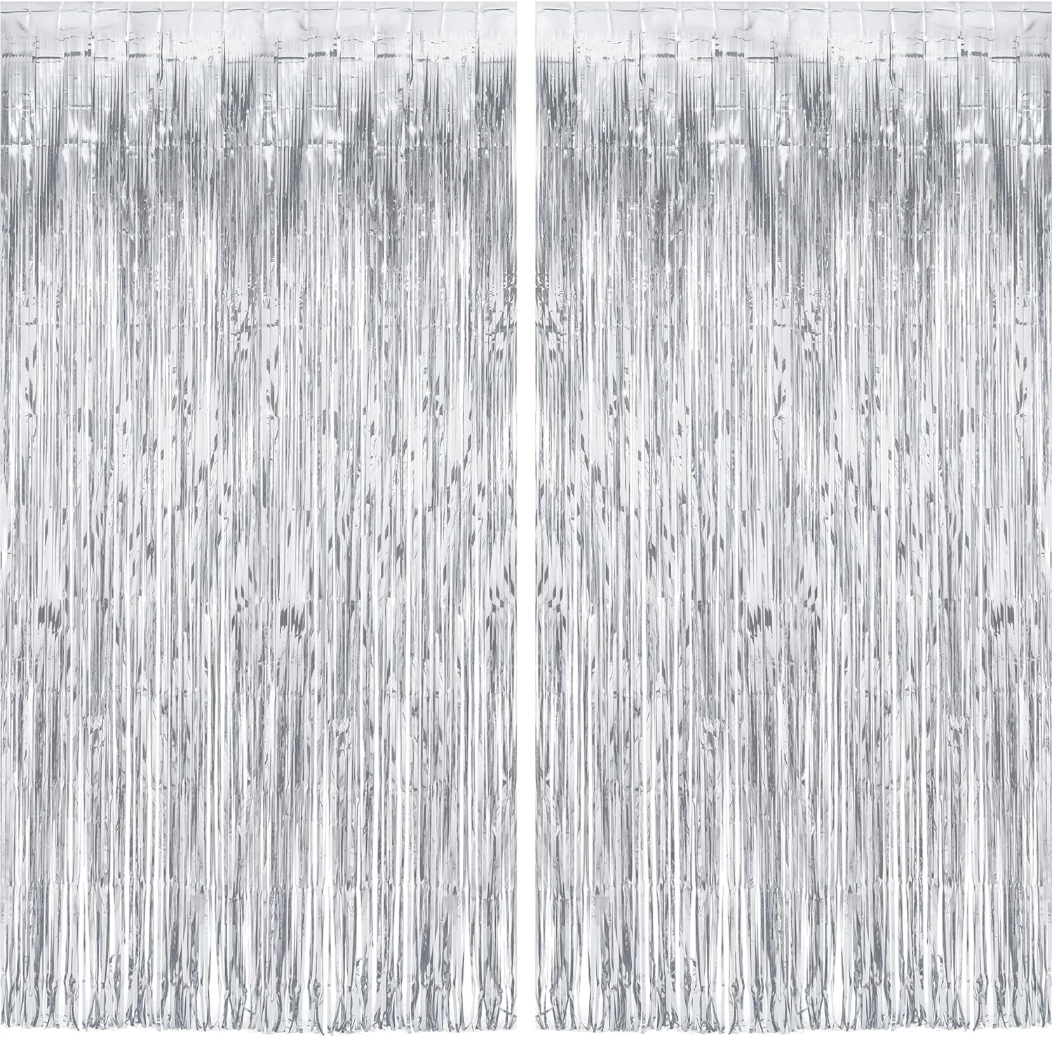 Silver Streamers Metallic Party Backdrop - Foil Fringe Tinsel Curtain ...